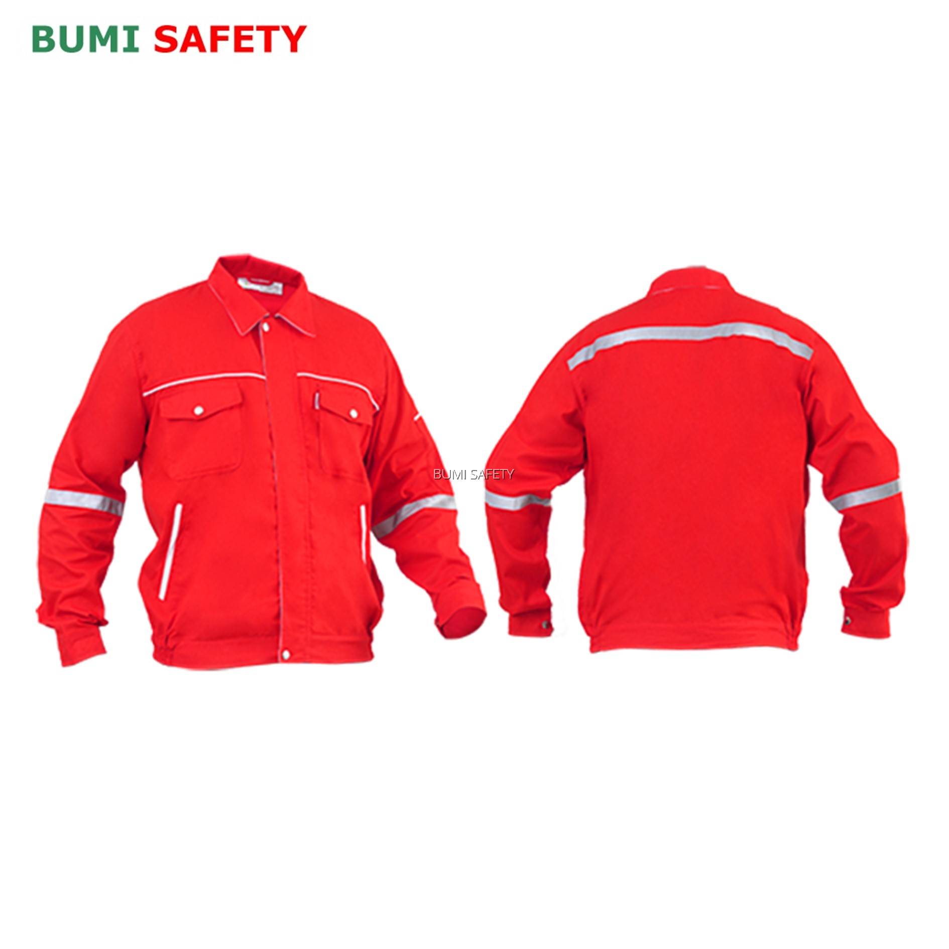 Safety Jacket Reflective Workwear Waistband 190gsm - Red