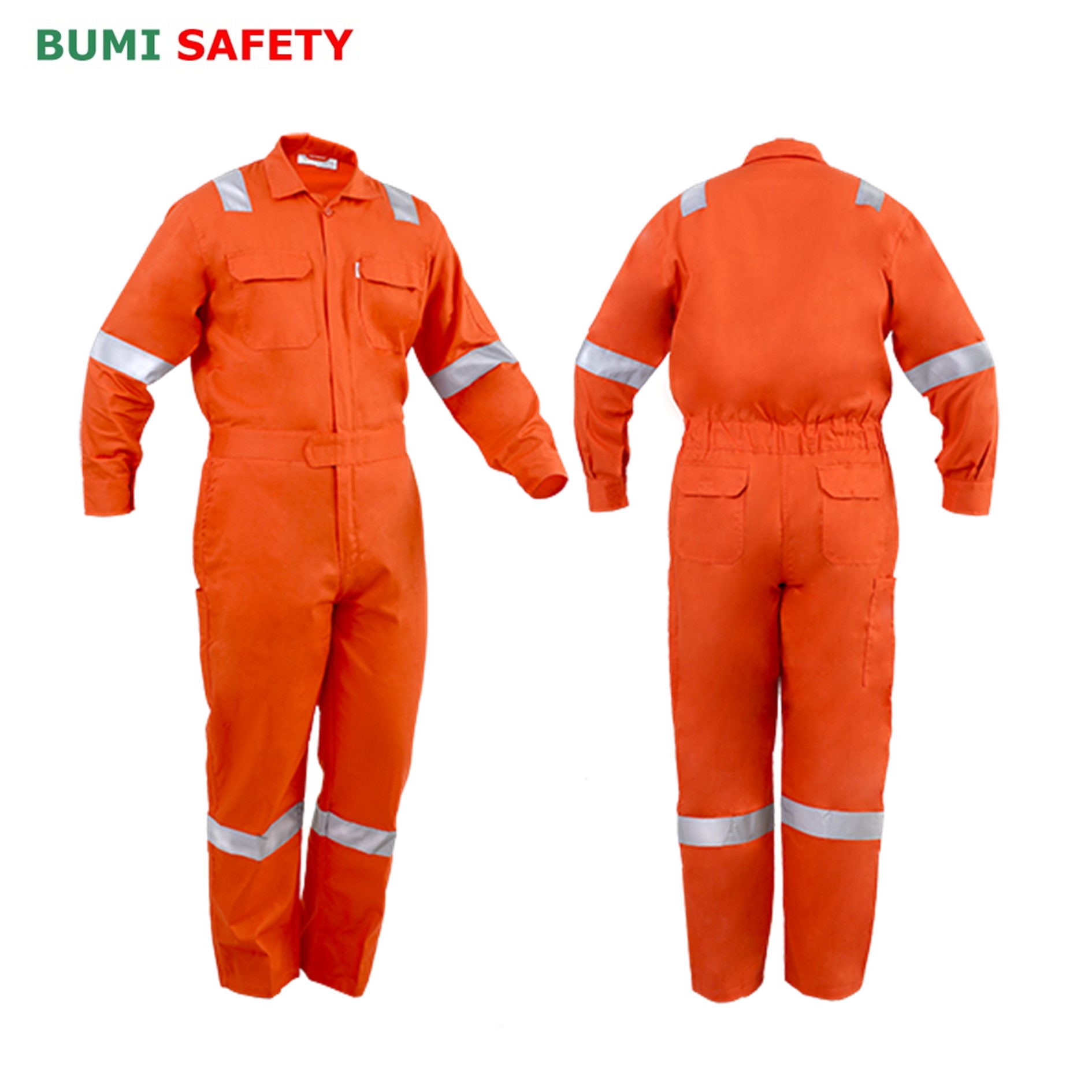 Safety Coverall with Reflective Tape Workwear 190gsm - Orange